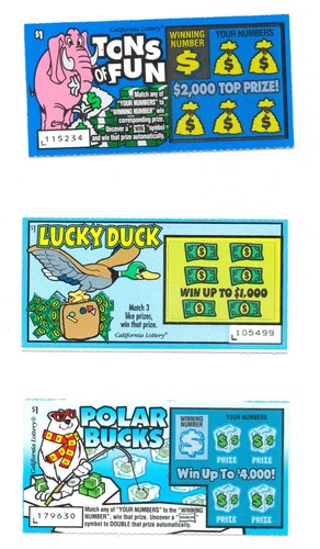 1999-2001 California Lottery scratch tickets expired MINT unscratched ...