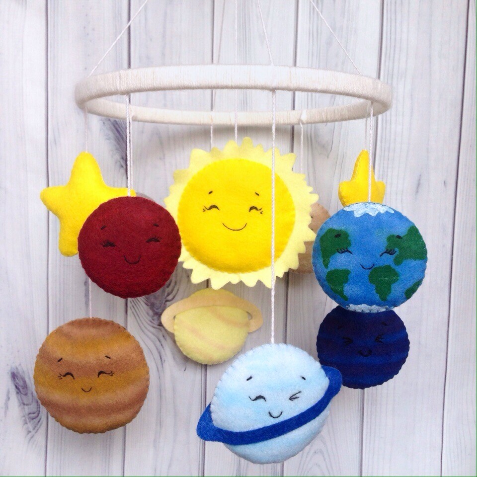 Baby Mobile Planets and Sun Solar System Crib Mobile Space Nursery ...