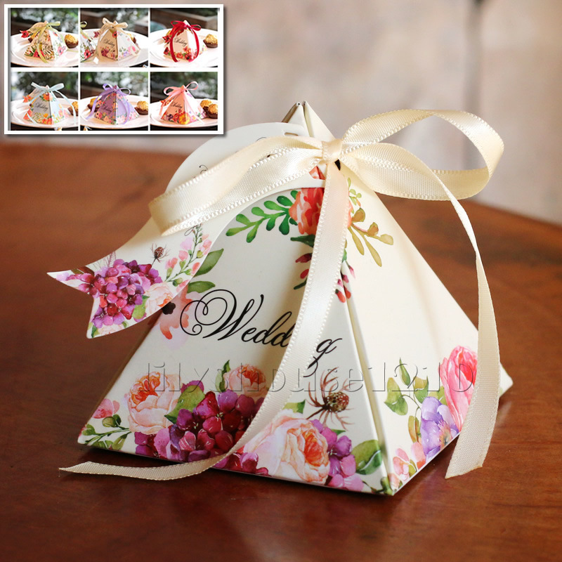 10-200X Spring Flower Paper Wedding Party Favour Sweet Boxes Bags ...