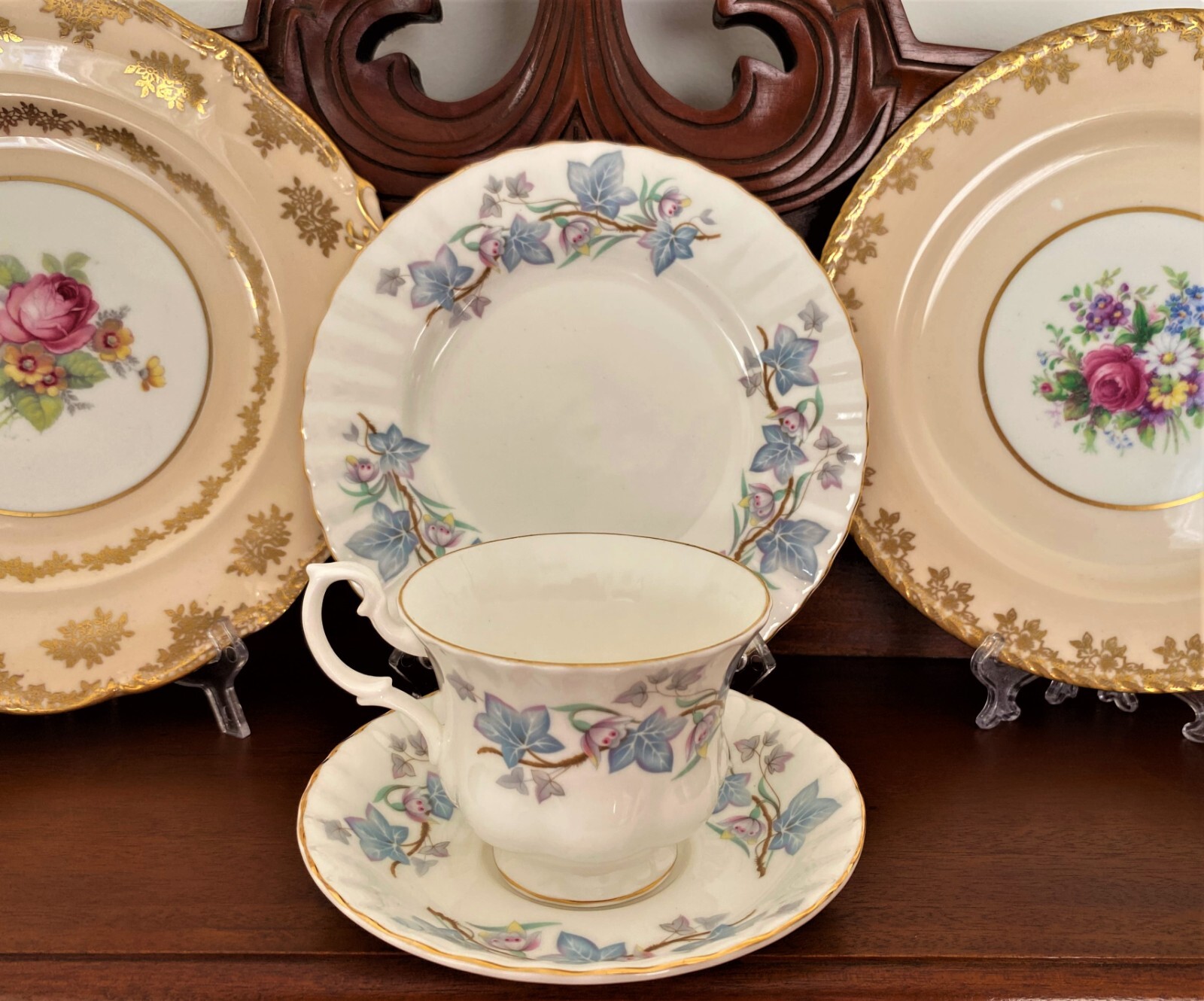 VINTAGE ROYAL KENT BONE CHINA STAFFORDSHIRE ENGLAND 'TRENTSIDE' TRIO ...