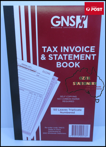 1 x Tax Invoice & Statement Book Triplicate Carbonless 200x125mm 50LF ...
