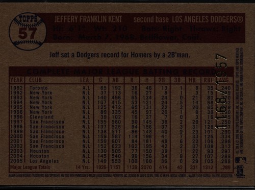 2006 Topps Heritage #57 Jeff Kent Los Angeles Dodgers Chrome /1957 | eBay