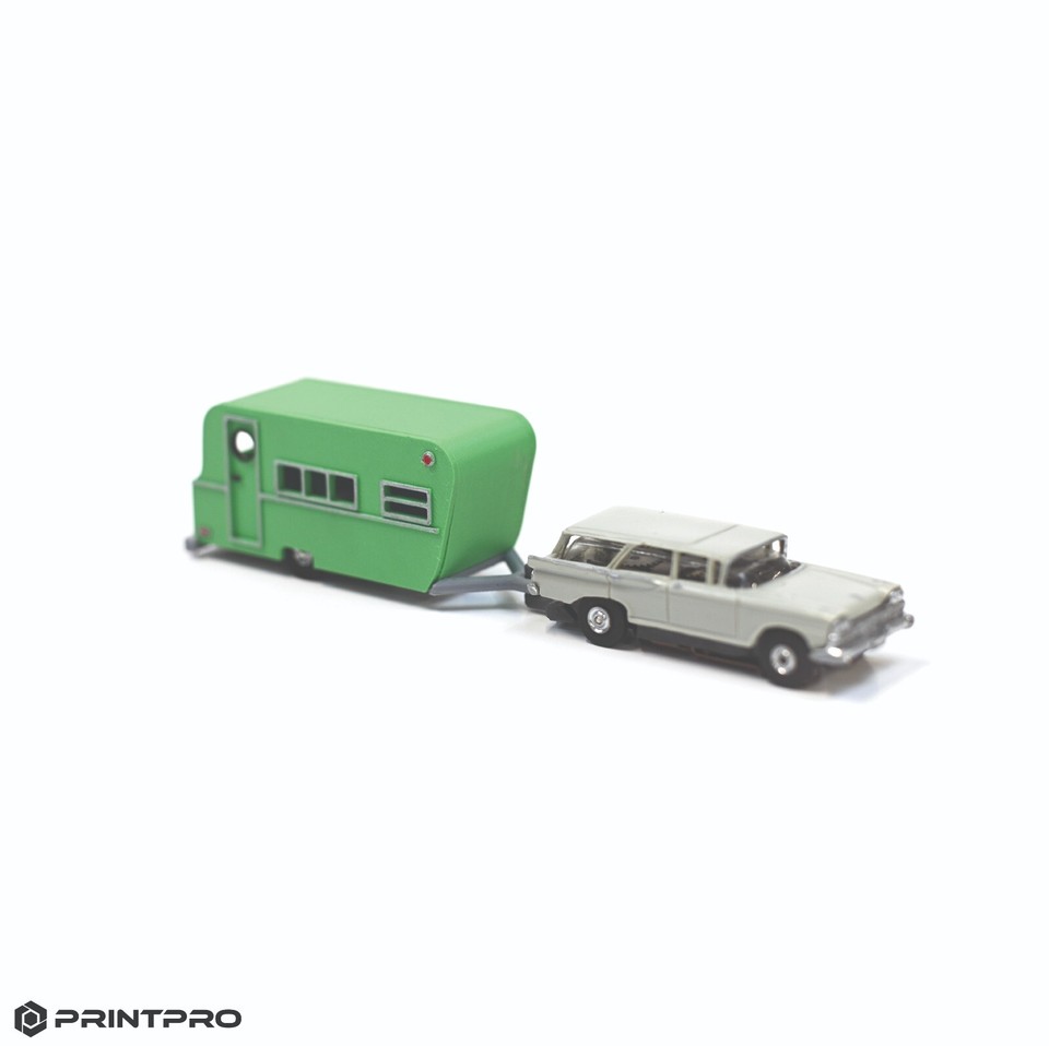 Printpro HO Scale Slot Car Grass Green Camper Trailer Kit Fits Aurora ...