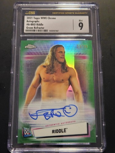 2021 Topps Chrome WWE Autographs Riddle Auto Green Refractor /99 CSG 9 ...