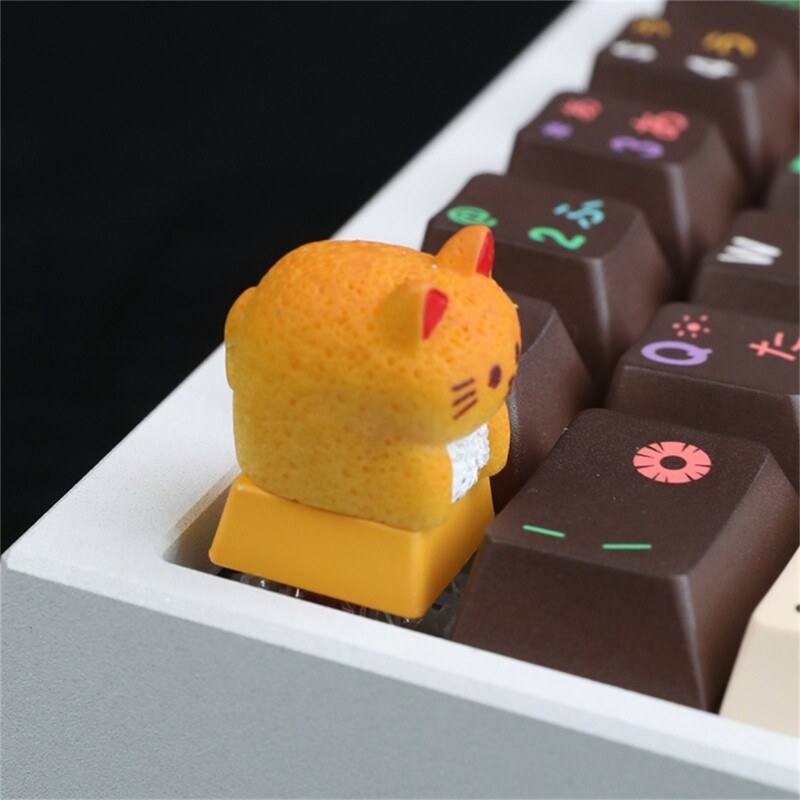Kitten Bread Keycap for Mechanical Keyboards Resin Cartoon Keycaps Heat ...