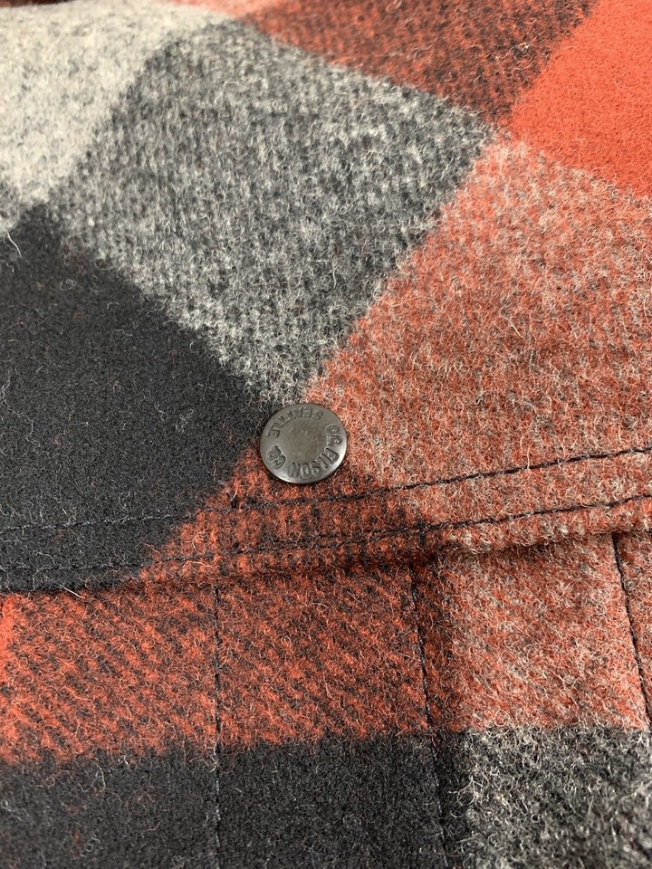 FILSON LINED MACKINAW WOOL PACKER COAT BLACK/CHARCOAL/RUST BUFFALO ...