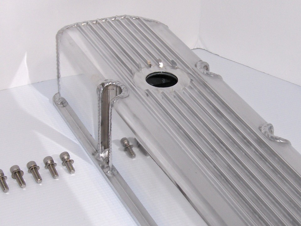 1976-87 Jeep AMC Pol Finned Fabricated Aluminum Valve Covers V8 304 360 ...