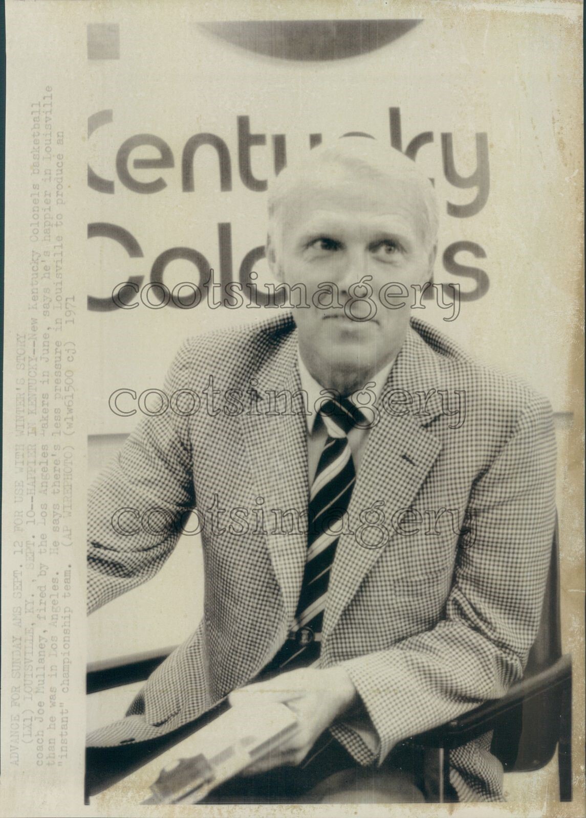 1971 Press Photo ABA Kentucky Colonels Basketball Coach Joe Mullaney | eBay
