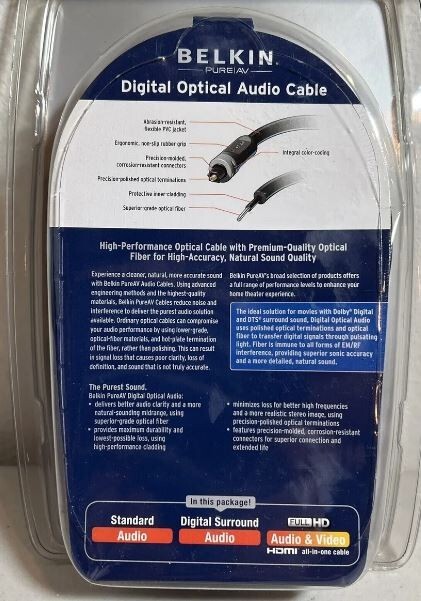 Belkin Pure AV Digital/Optical Audio 6' Cable | eBay