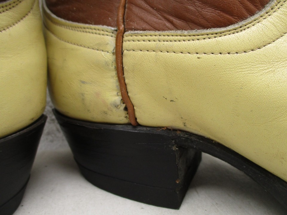 Tony Lama Brown Cream Leather Lizard Wingtip Cowboy Boot Sty 6214 Women ...