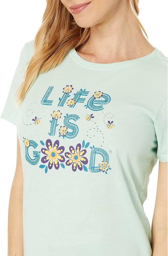 NWT Women's Life is Good Daisy Bees Green SS LITE Crusher Tee | eBay