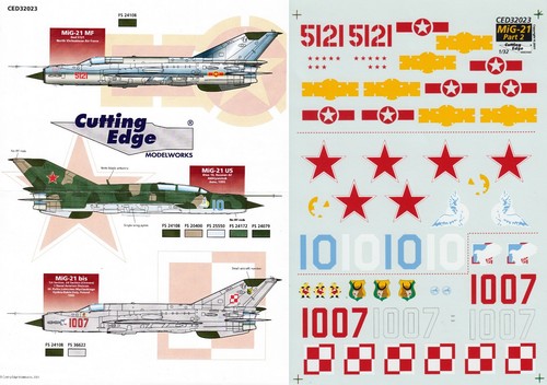 CUTTING EDGE DECALS 1/32 MiG-21MF/US Fishbed 921st Sao Do 34.PLM (VPAF ...