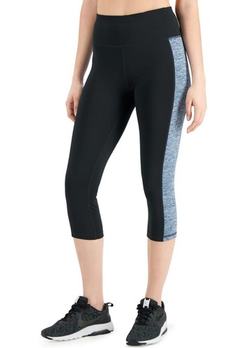 Ideology Colorblocked Cropped Leggings Pants black blue M NEW $25 ...