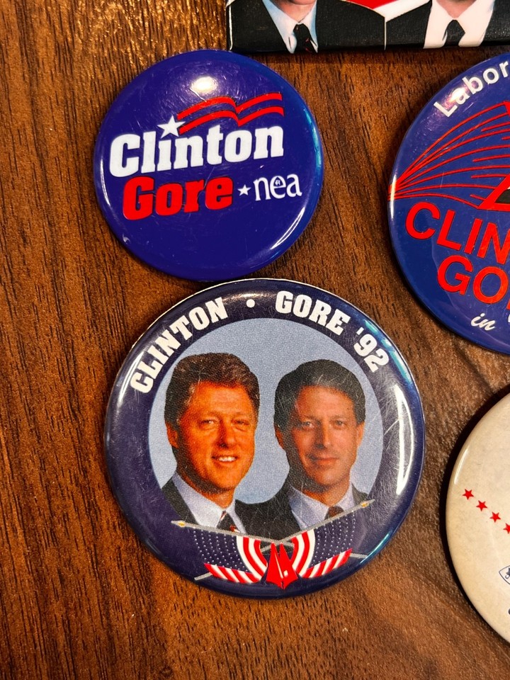 Vintage Lot of 6 Clinton Gore 1992 Campaign Buttons Pins Political ...