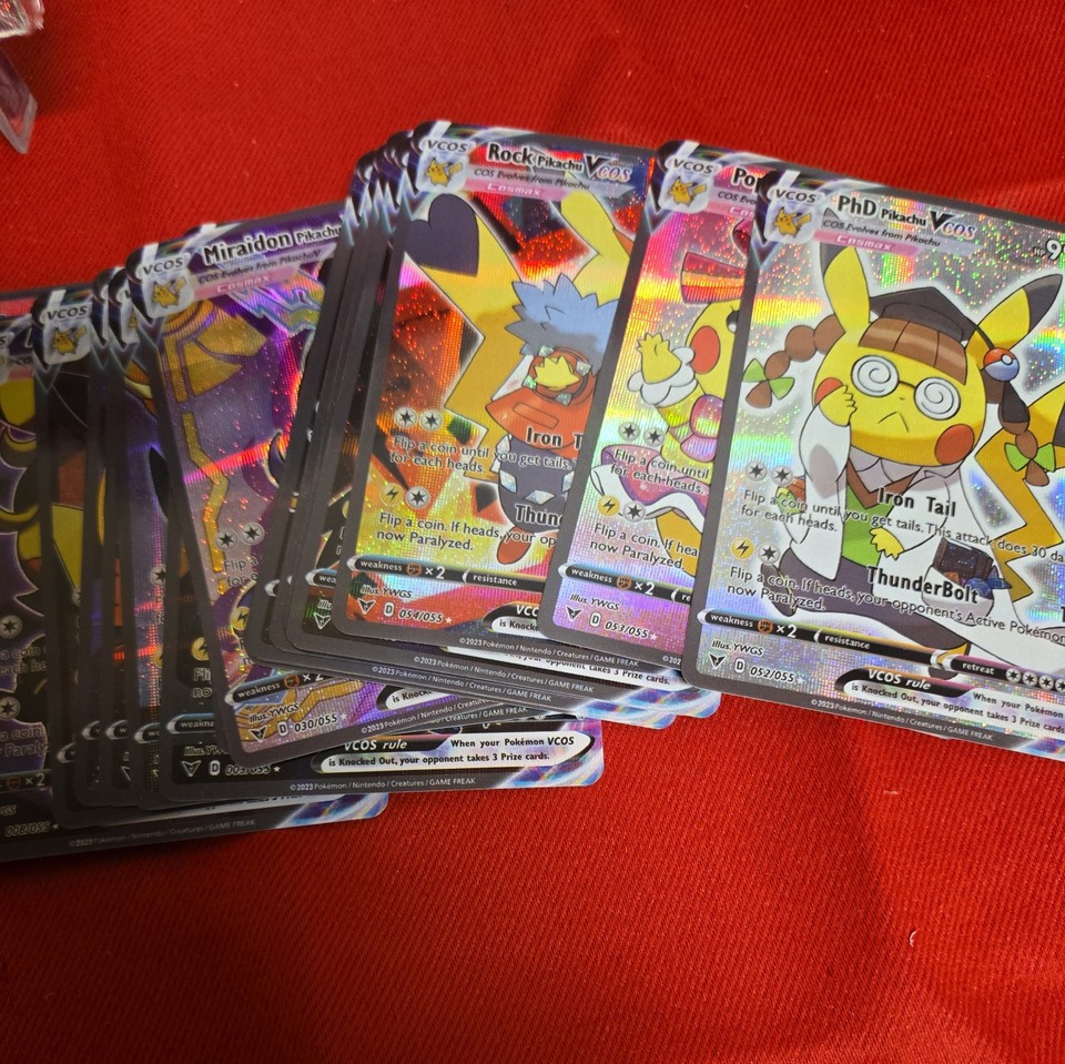 POKEMON 55Pcs Pikachu Pika Vcos Card Cosplay Holo Flashing Cards | eBay