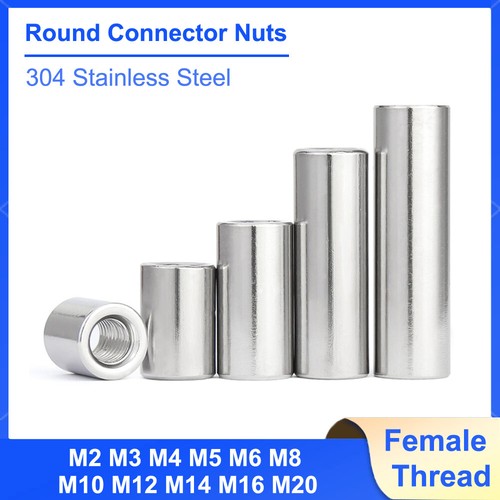 304 A2 Stainless Steel All Thread Sleeve Rod Stud Round Connector Tube ...