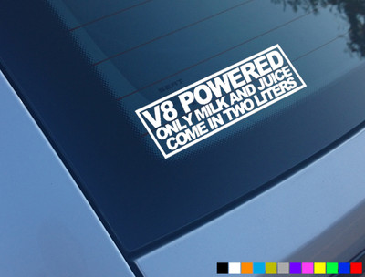 V8 POWERED FUNNY CAR STICKERS DECALS BUMPER WINDOW VAN DUB VINYL LAPTOP ...
