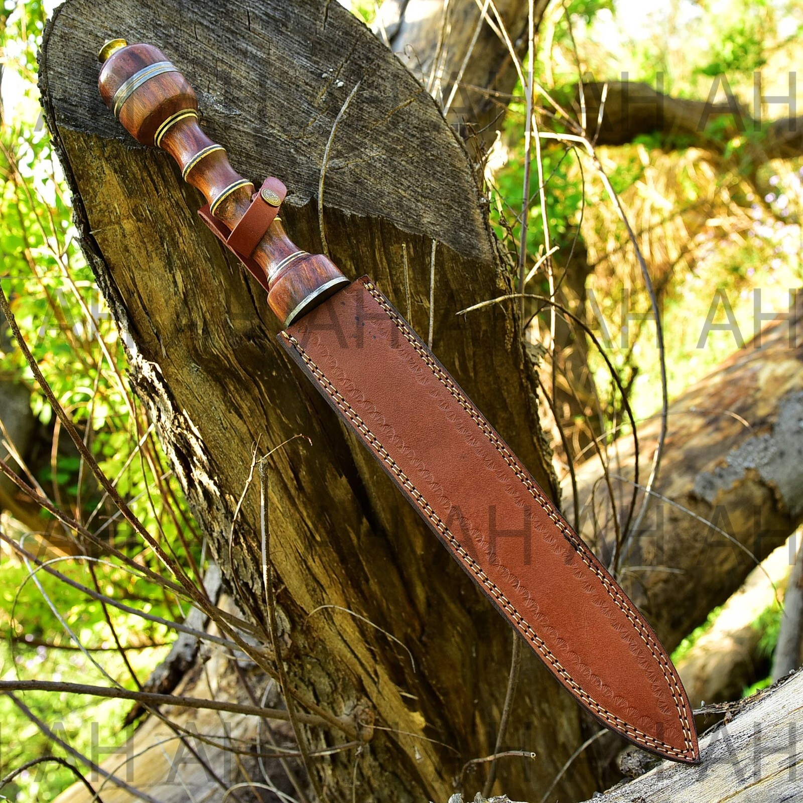 19" HAND FORGED DAMASCUS STEEL GLADIUS SWORD WITH WOOD HANDLE +SHEATH ...