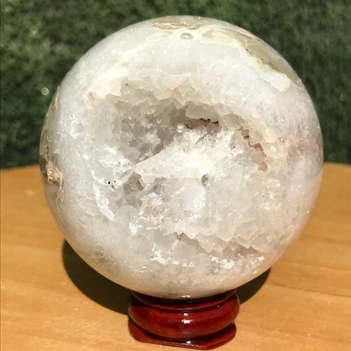 260G Natural Aquatic agate Geode Quartz Ball Crystal Sphere Specimen ...