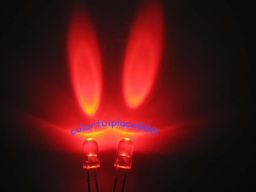 100pcs, 5mm Red Round Flangeless Bright Water Clear LED Leds ...