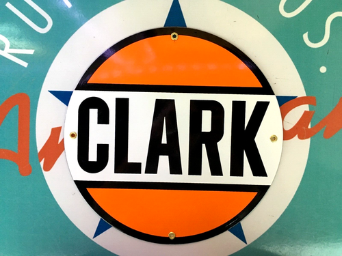 CLARK GASOLINE top QUALITY porcelain coated 18 GAUGE steel SIGN | eBay