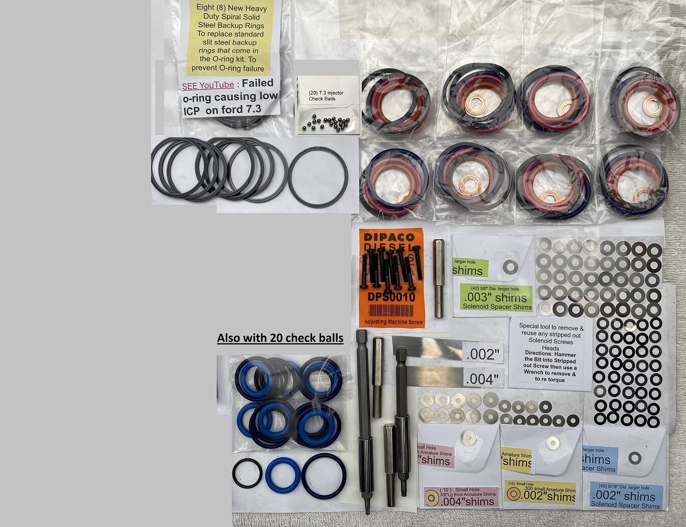 7.3L POWERSTROKE injector rebuild KIT int seals plus shims | eBay