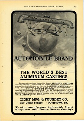 1908 Light Mfg. & Foundry Ad: Auto Aluminum Castings - Pottstown ...