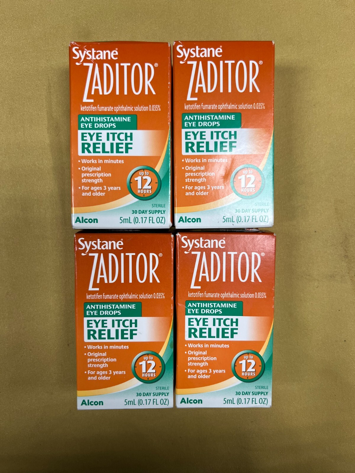 4 New Systane Zaditor Antihistamine Eye Itch Relief Drops - 5mL Each ...