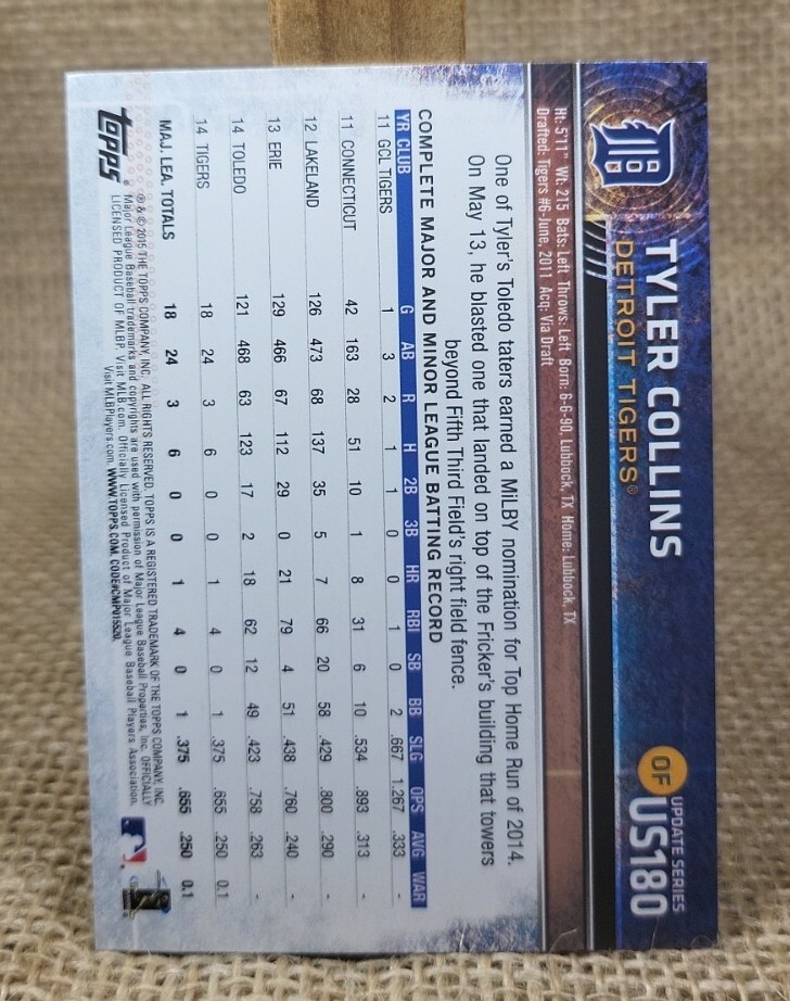 2015 Topps Update Series Tyler Collins Baseball Card US180 Tigers A3 | eBay