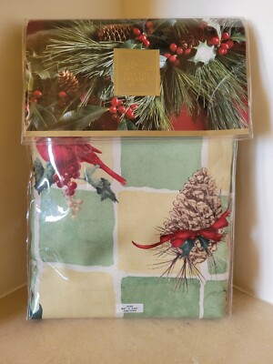 LENOX WINTER GREETINGS CARDINAL CHRISTMAS HOLIDAY TABLECLOTH 60"x120 ...