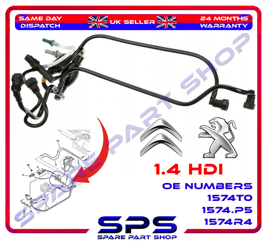 Fuel Hose Pipe Harness & Pump For Peugeot 206 207 Bipper 1.4 Hdi 1574T0 ...