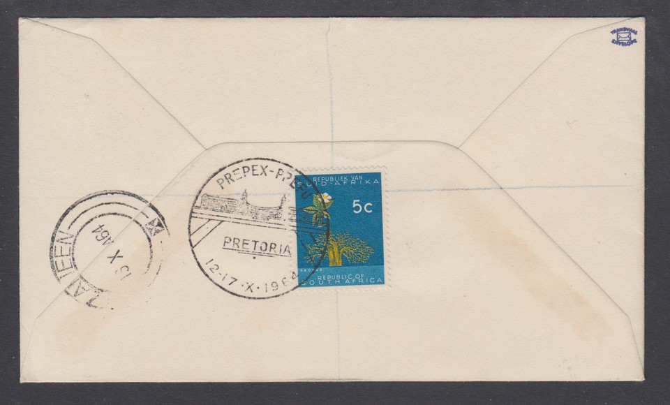 South Africa Sc 55, 2p Buildings pair on Registered 1964 PREPEX cover ...