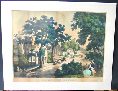 A HOME IN THE COUNTRY SUMMER LG. FOLIO LITHOGRAPH HAND COLORED 1867 T ...