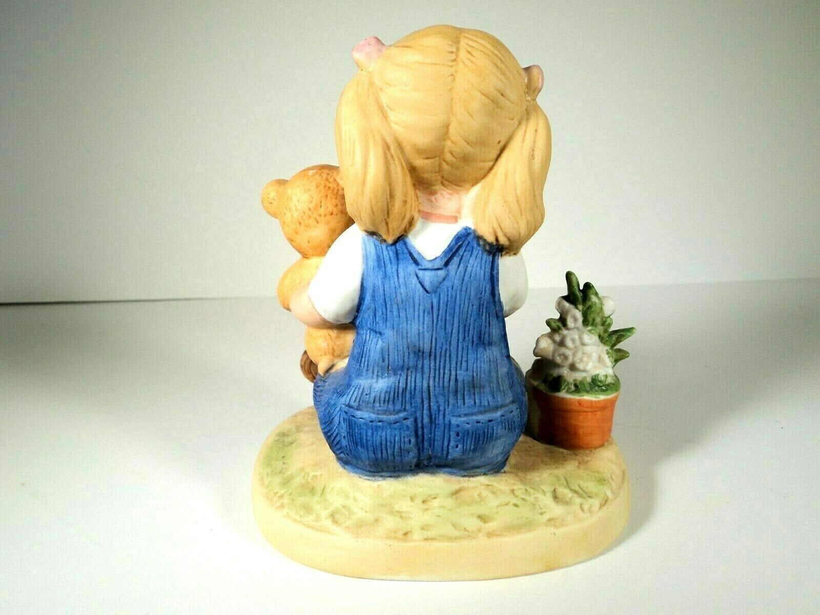 HOMCO="DENIM DAYS"-"YOUNG DEBBIE W/ HURT TEDDY BEAR"-PORCELAIN FIGURINE ...