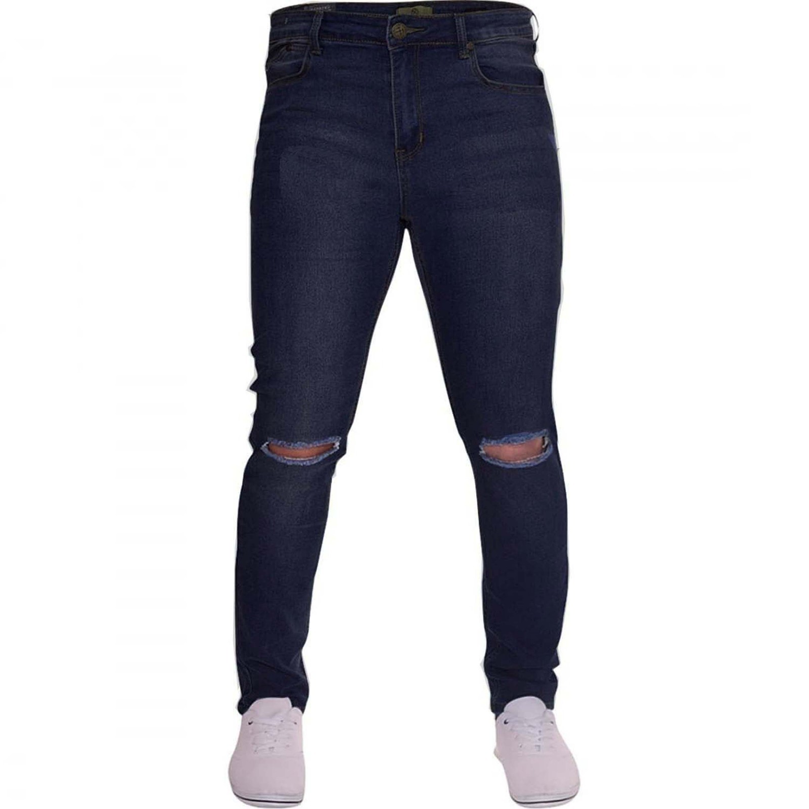 Mens Regular Fit Faded Ripped Jeans Straight Leg Distressed Denim ...