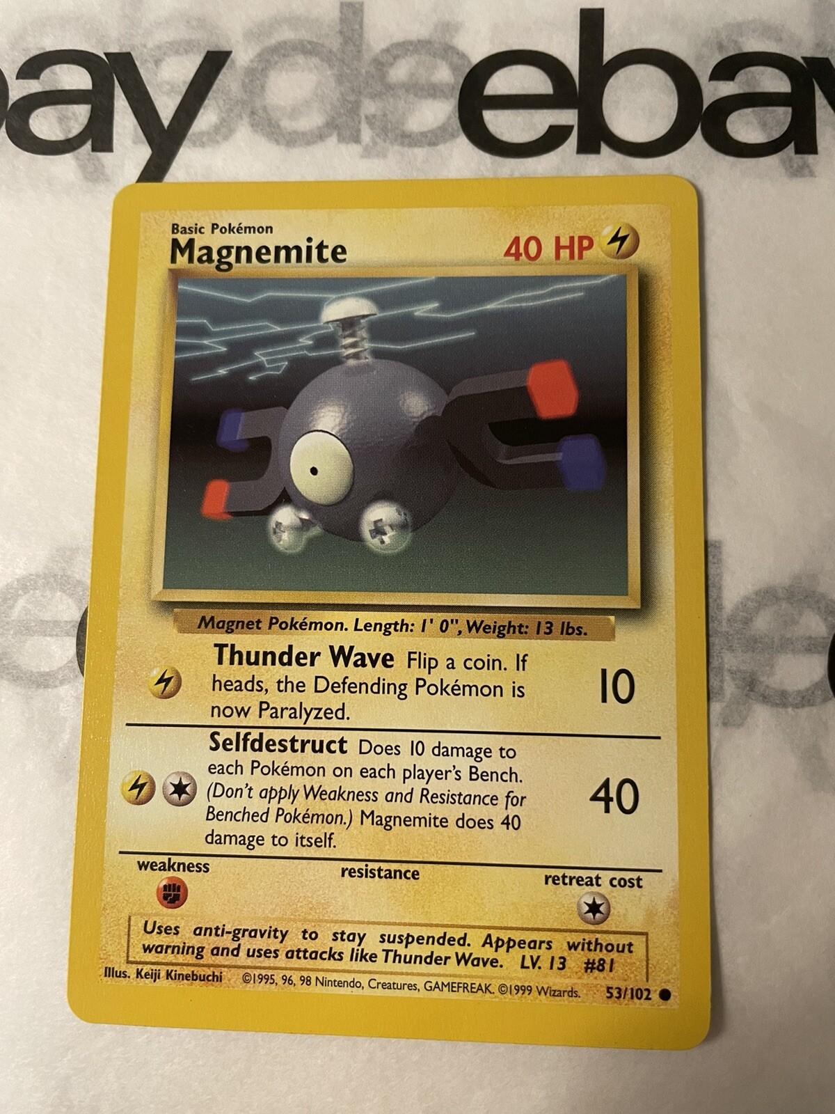 Magnemite 53/102 Vintage Base Set Unlimited Common Pokemon Card Free ...