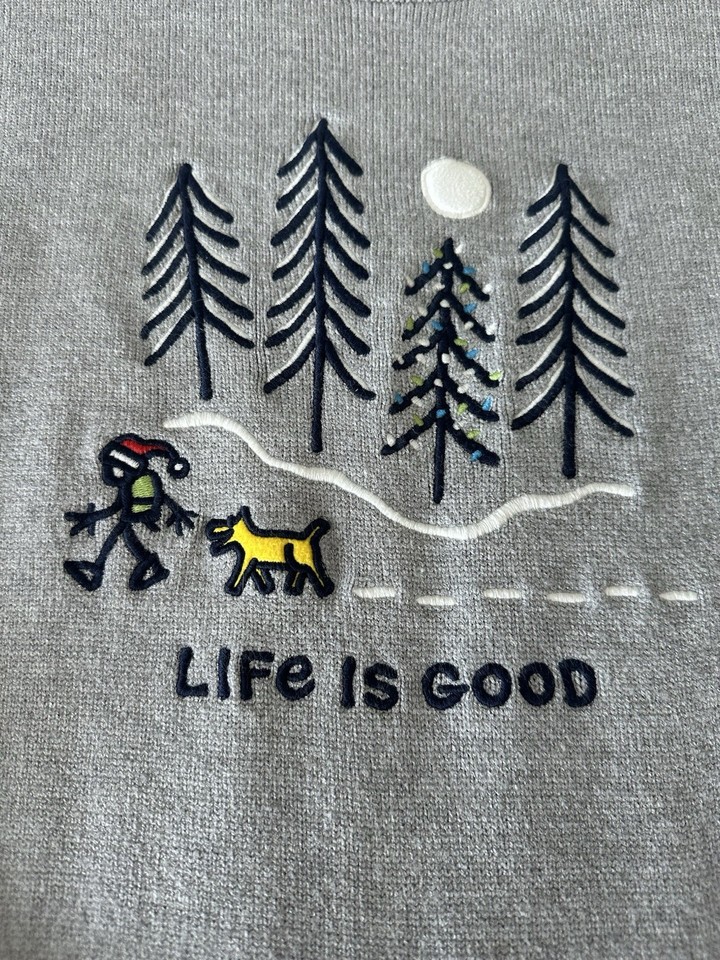 LIFE IS GOOD Medium Women's Gray Winter Sweater Rocket with Jake ...