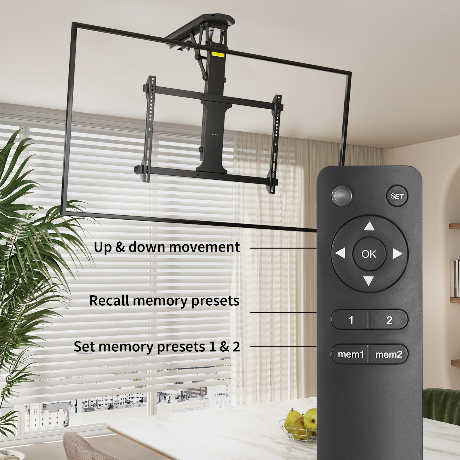 Electric Motorized Flip Down Pitched Roof Ceiling TV Mount for 32" to ...