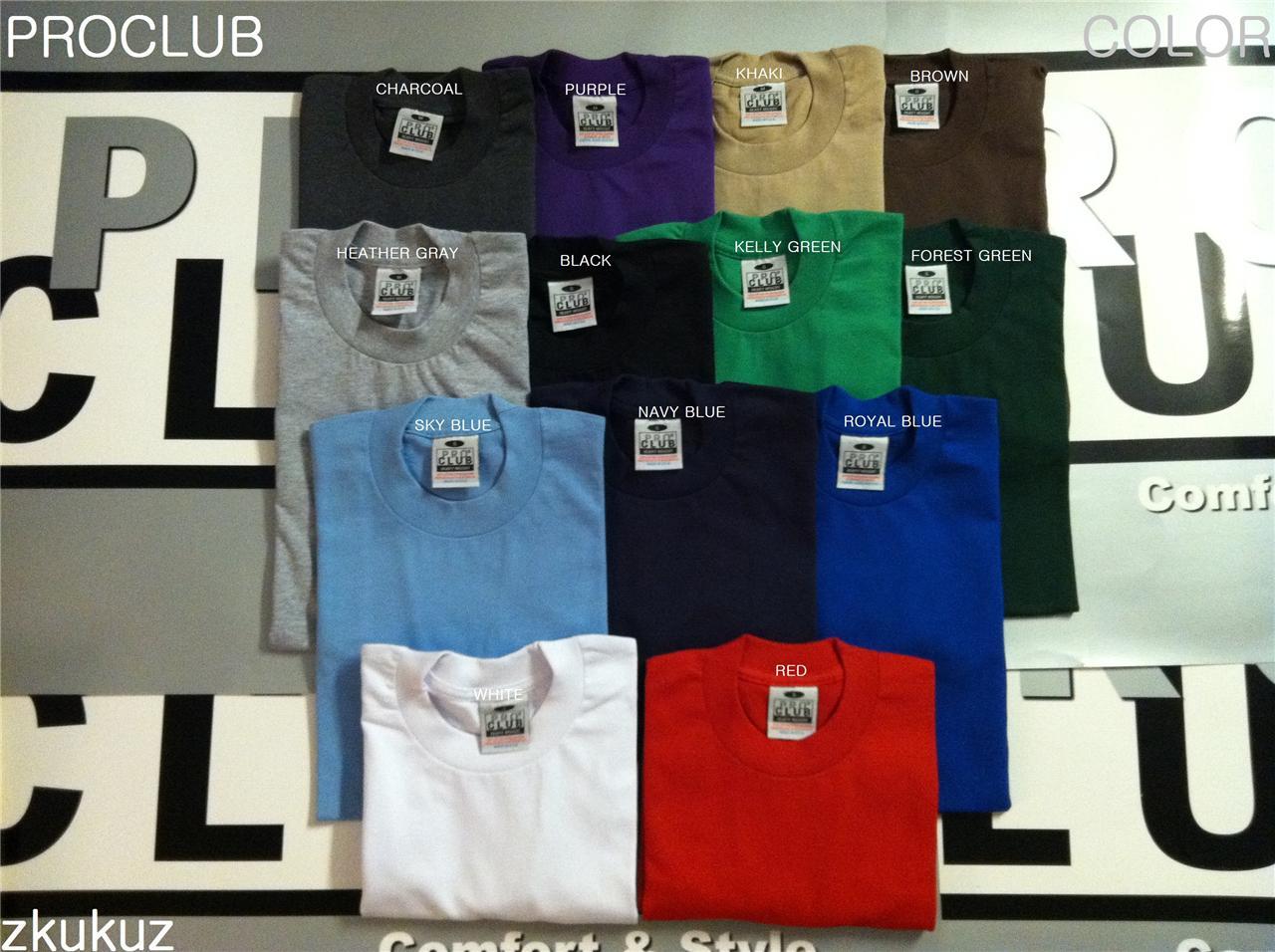 12 NEW PROCLUB HEAVY WEIGHT T-SHIRT COLOR PLAIN PRO CLUB XLT-3XLT TALL ...