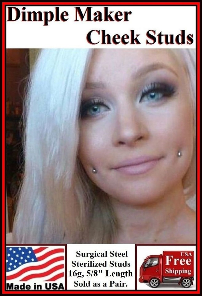 DIMPLE MAKER Surgical Steel 5/8" Long w 4mm Balls 16gauge Sterilized ...