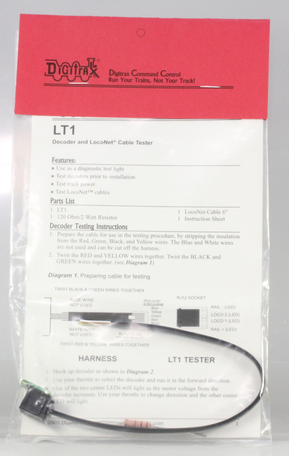 Digitrax LT1 Tester for Decoders & LocoNet Cables, New | eBay