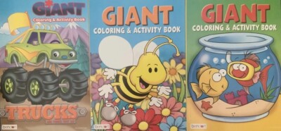 Lot of 3 Bendon Giant Coloring & Activity Book: Trucks, Bee & Fish Bowl ...