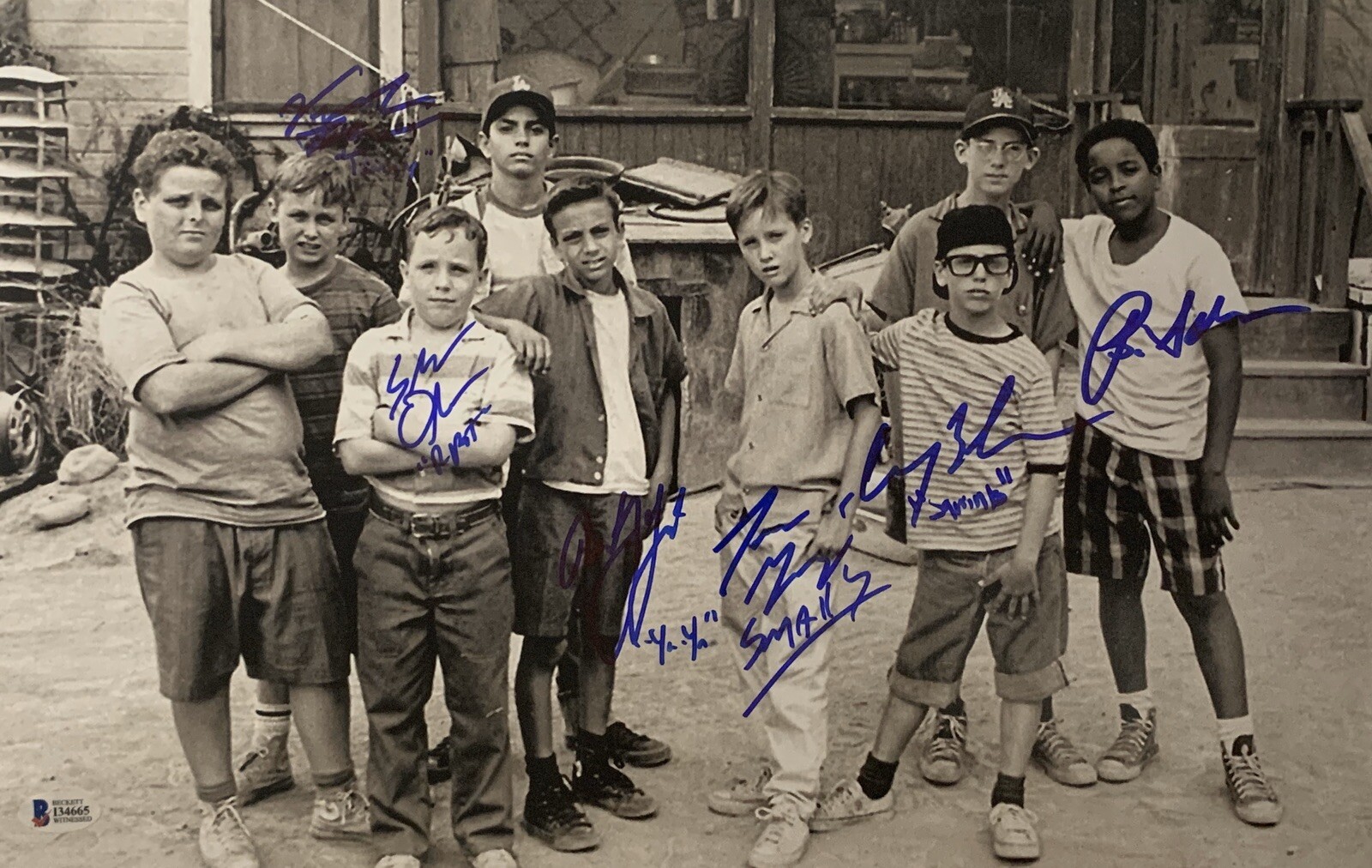 SANDLOT SIGNED 11X17 PHOTO SMALLS SQUINTS YEAH YEAH TIMMY TOMMY DENUNEZ ...