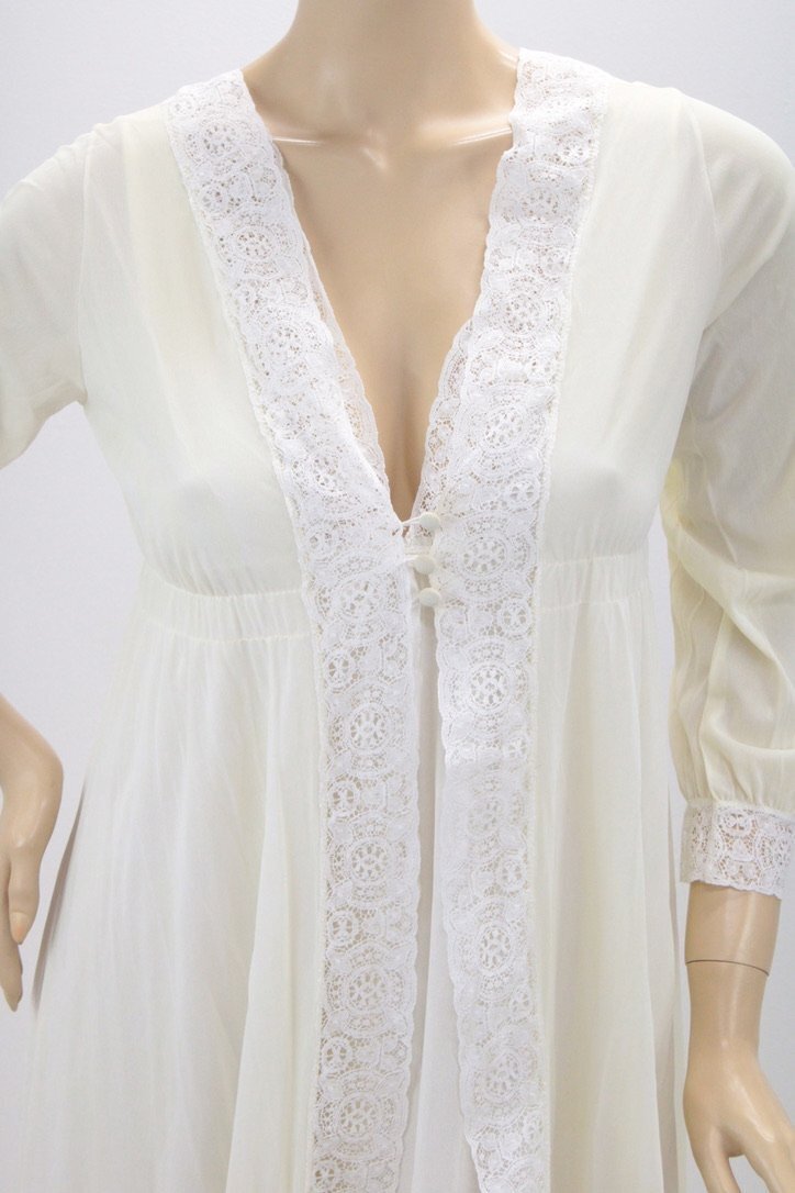 Vintage Miss Elaine Long Nightgown Robe Set S M Yello… Gem