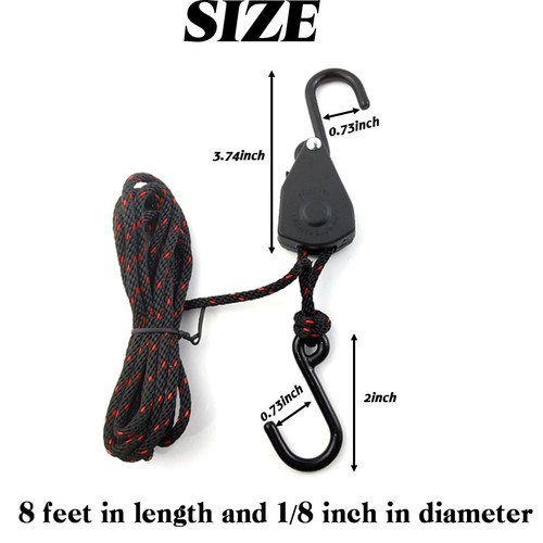 4PCS 8ft 1/8in Adjustable Heavy Duty Rope Hanger Ratchet Kayak and ...