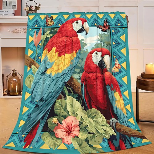 Parrot Bird Throw Blanket Macaw Stuff Gifts for Girls Boys Adults Men ...