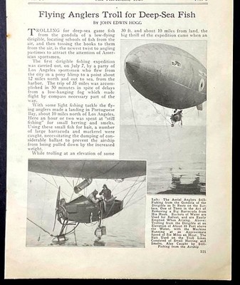 Fishing from a Pony Blimp 1920 article “Flying Anglers Troll for Deep ...
