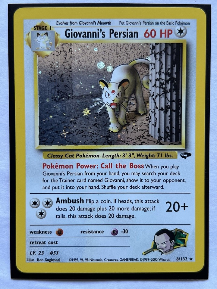 Giovanni's Persian Holo 8/132 Unlimited Gym Challenge Pokémon Card TCG ...