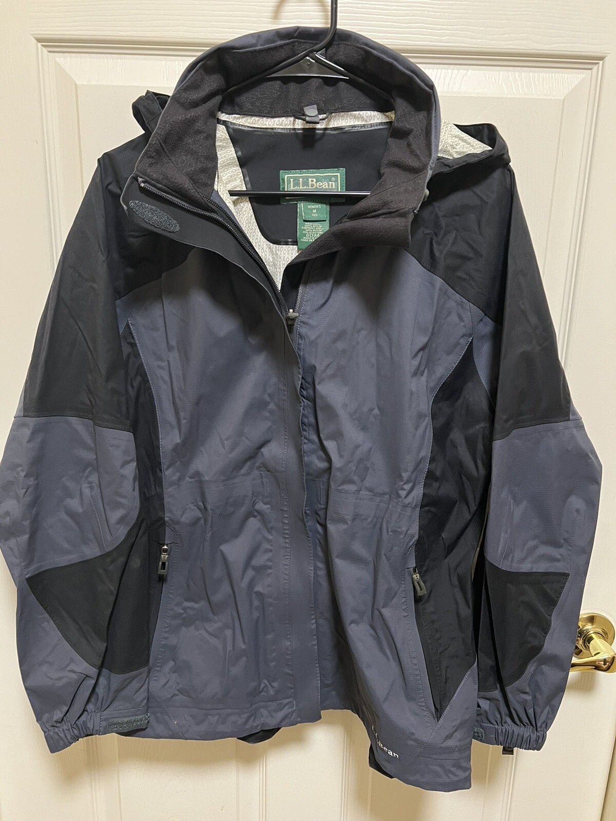 L. L. Bean Nylon Zip Black Grey Waterproof Jacket No … - Gem