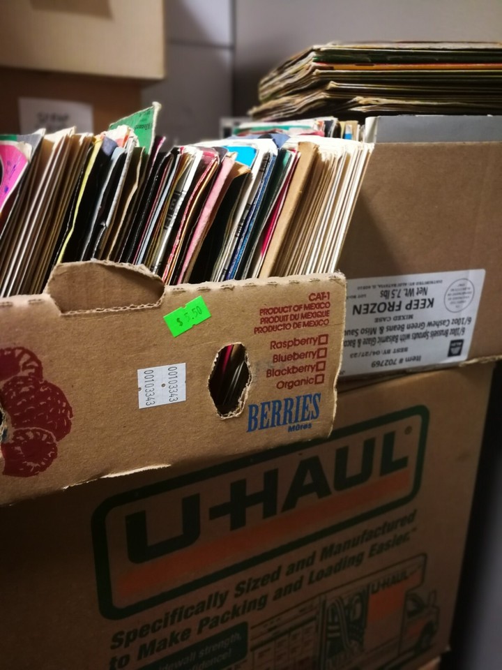 RECORD STORE LOT 100 RANDOM 45 RPM VINYL RECORDS! ART CRAFT DECOR FREE ...